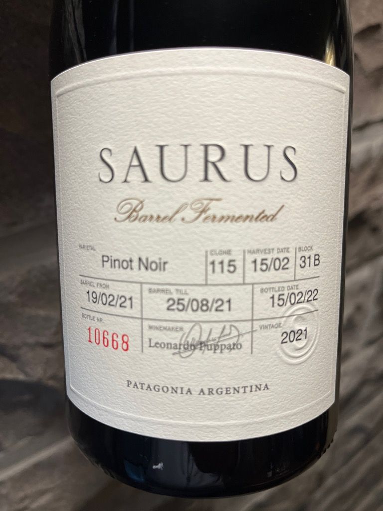 2020 Bodega Familia Schroeder Pinot Noir Saurus Barrel Fermented ...