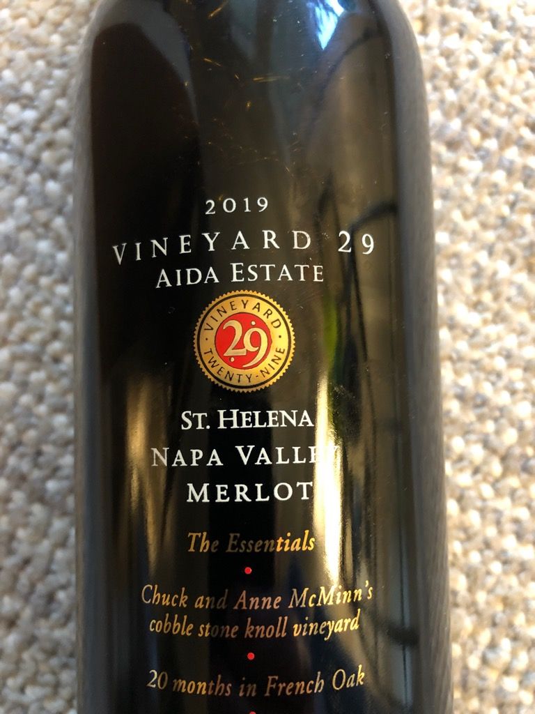 2019 Vineyard 29 Merlot Aida Estate, USA, California, Napa Valley ...