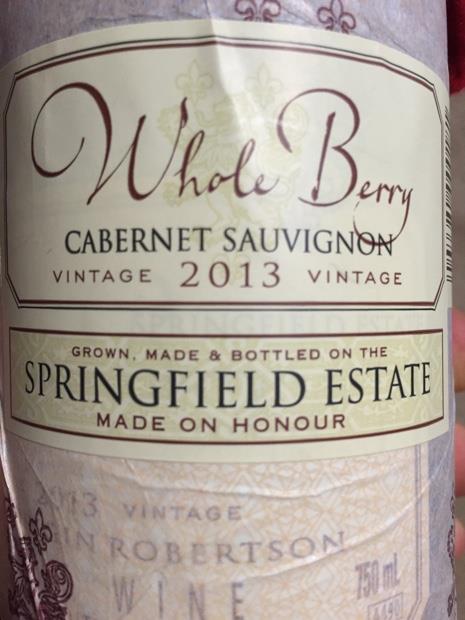 2013 Springfield Estate Cabernet Sauvignon Whole Berry, South Africa ...