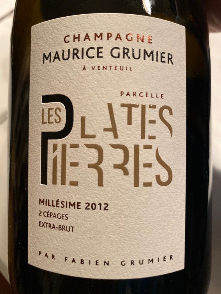 2012 Maurice Grumier Champagne Extra Brut Les Plates Pierres, France ...