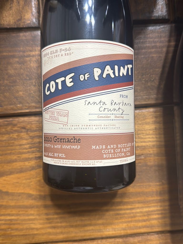 2020 Cote of Paint Grenache Christy & Wise Vineyard, USA, California ...