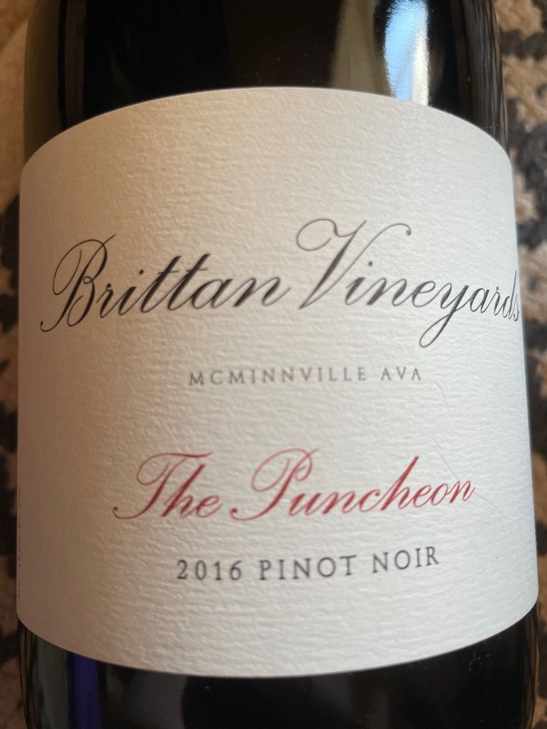 2016 Brittan Vineyards Pinot Noir The Puncheon, USA, Oregon, Willamette ...
