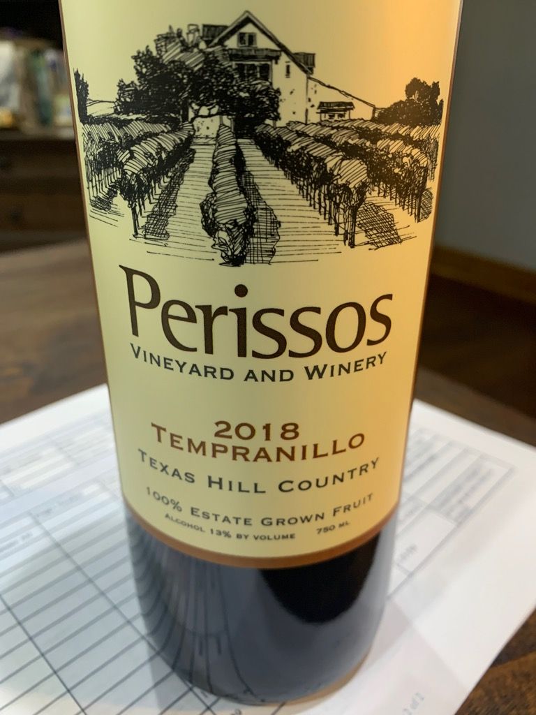 2018 Perissos Vineyard and Winery Tempranillo, USA, Texas, Texas Hill ...