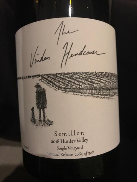 2018 Vinden Estate Sémillon The Vinden Headcase Somerset Vineyard ...