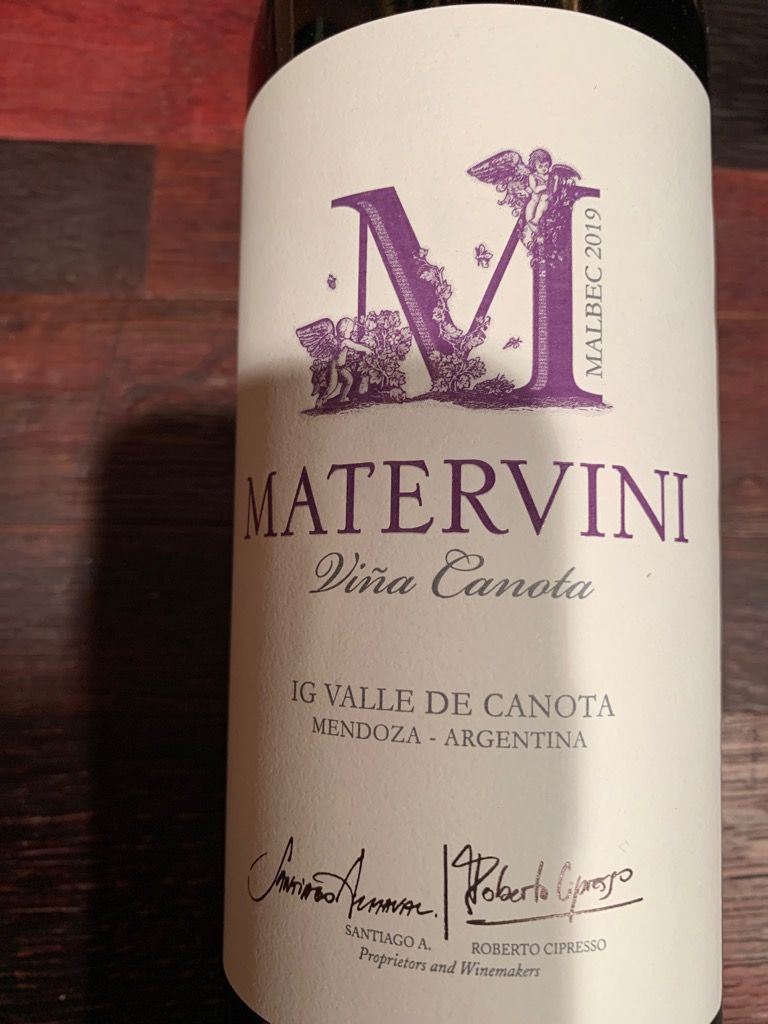 2020 Matervini Malbec Antes Andes Viña Canota, Argentina, Mendoza ...