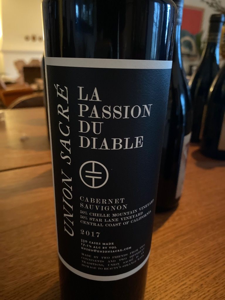 2017 Union Sacré Cabernet Sauvignon La Passion du Diable, USA ...