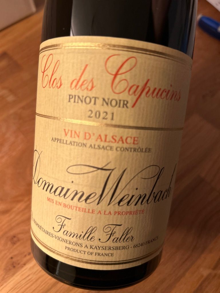 2021 Domaine Weinbach Pinot Noir Clos des Capucins, France, Alsace ...