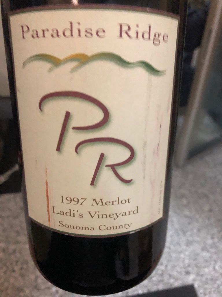 1999 Paradise Ridge Merlot Ladi's Vineyard, USA, California, Sonoma ...