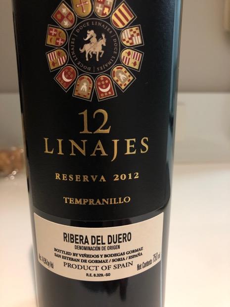 2012 Viña Gormaz Ribera del Duero 12 Linajes Roble Reserva, Spain ...