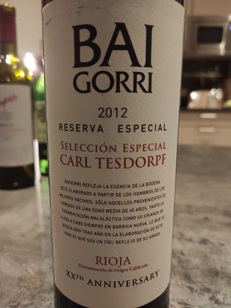 2012 Bodegas Baigorri Rioja Reserva Especial 20 Anniversary Tesdorpf ...