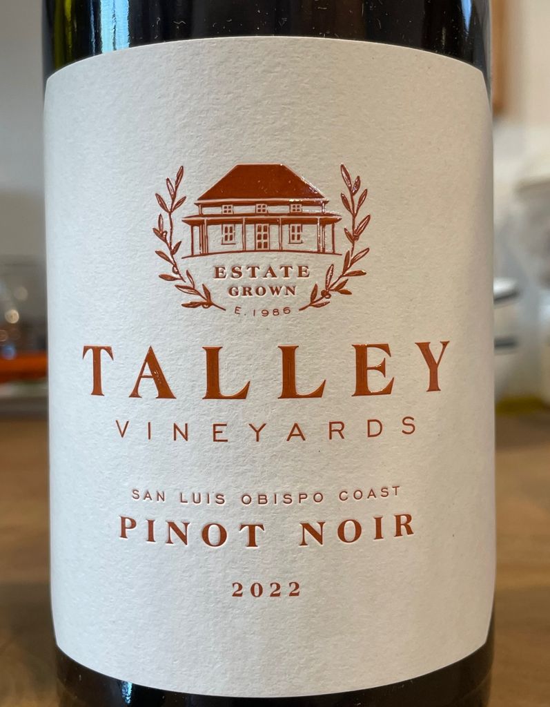 2022 Talley Vineyards Pinot Noir San Luis Obispo Coast, USA, California ...