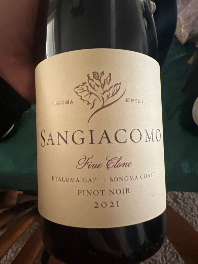 2021 Sangiacomo Wines Pinot Noir Five Clone, USA, California, Sonoma ...