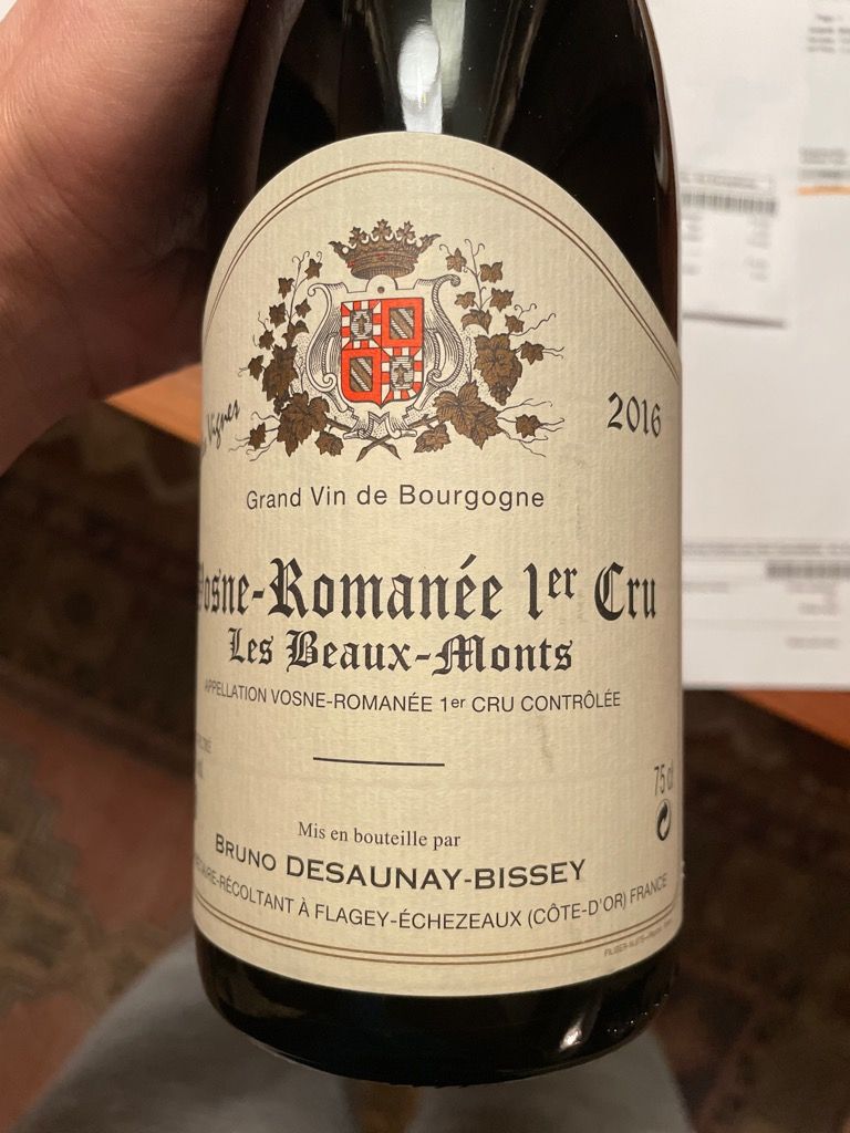 2016 Bruno Desaunay-Bissey Vosne-Romanée 1er Cru Les Beaux Monts ...
