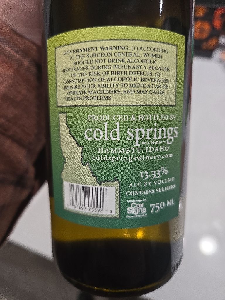 2018 Cold Springs Winery Riesling Idaho, USA, Idaho, Snake River Valley ...