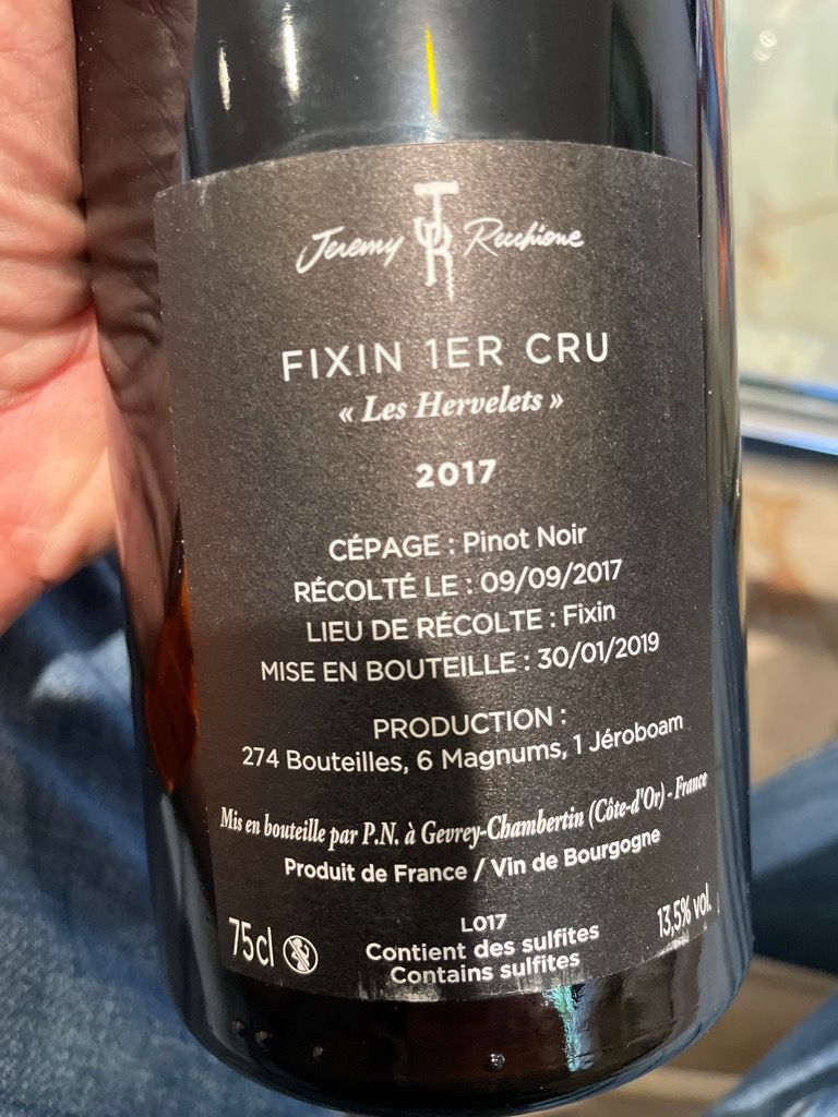 2018 Jérémy Recchione Fixin 1er Cru Hervelets, France, Burgundy, Côte ...