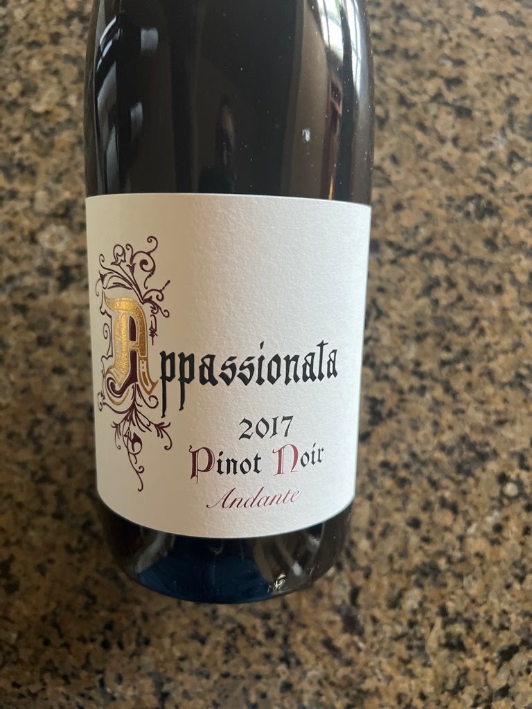 2018 Appassionata Pinot Noir Andante, USA, Oregon, Willamette Valley, Dundee Hills - CellarTracker