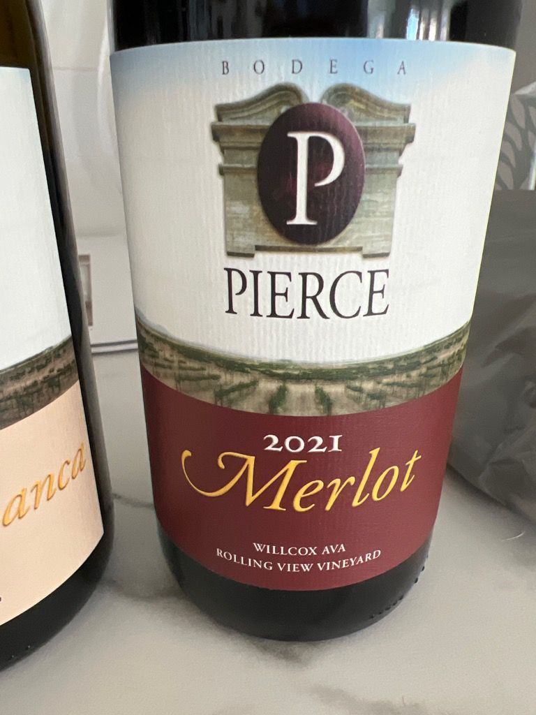 2022 Bodega Pierce Merlot Rolling View Vineyard, USA, Arizona, Cochise ...