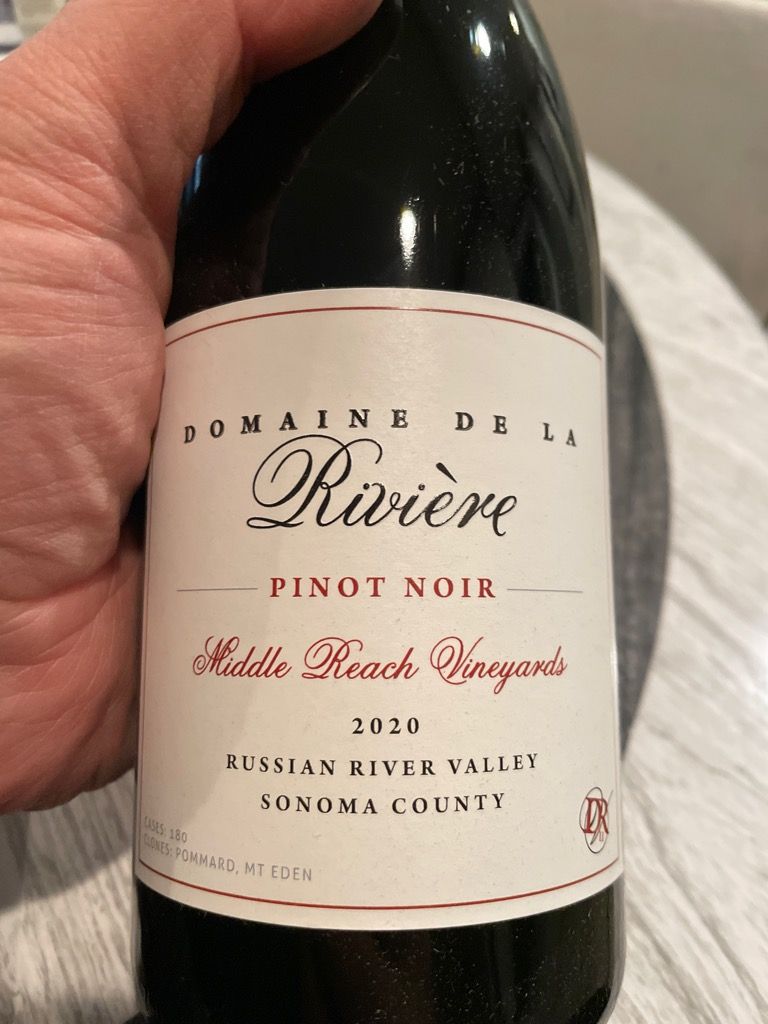 2020 Domaine de la Rivière Pinot Noir Middle Reach Vineyard, USA ...