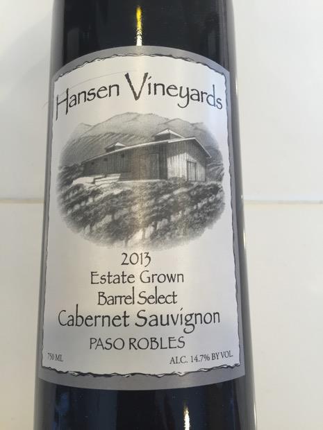 2013 Hansen Vineyards Cabernet Sauvignon Barrel Select, USA, California ...