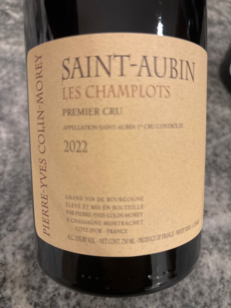 2022 Pierre-Yves Colin-Morey Saint-Aubin 1er Cru Les Champlots Blanc ...