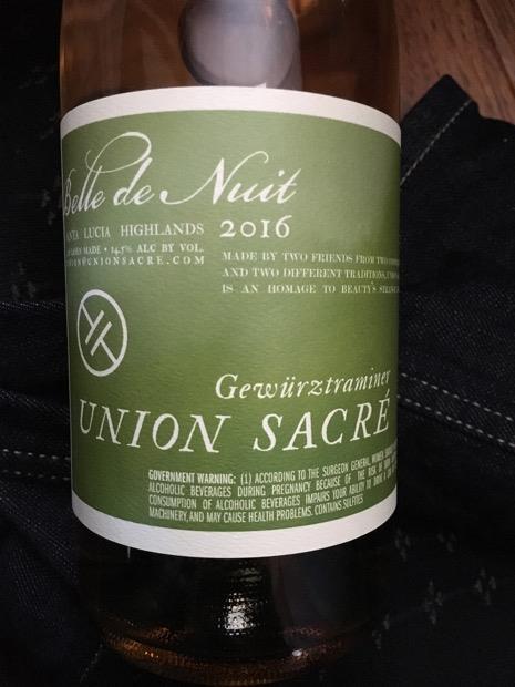 2016 Union Sacré Gewürztraminer Belle de Nuit, USA, California, Central ...