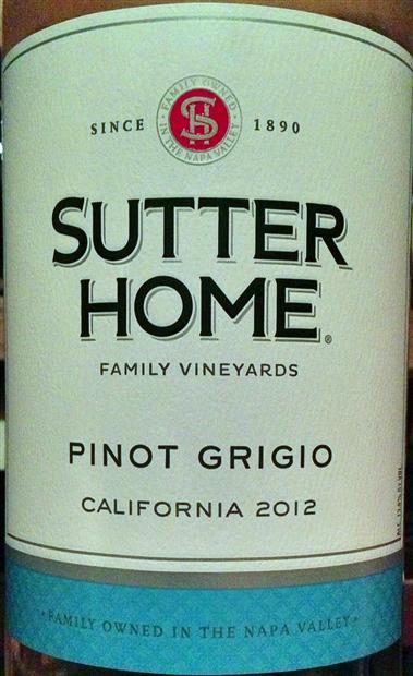 2012 Sutter Home Winery Pinot Grigio, USA, California - CellarTracker