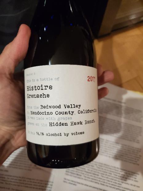 2017 Forth Grenache Histoire Hidden Hawk Ranch, USA, California, North ...