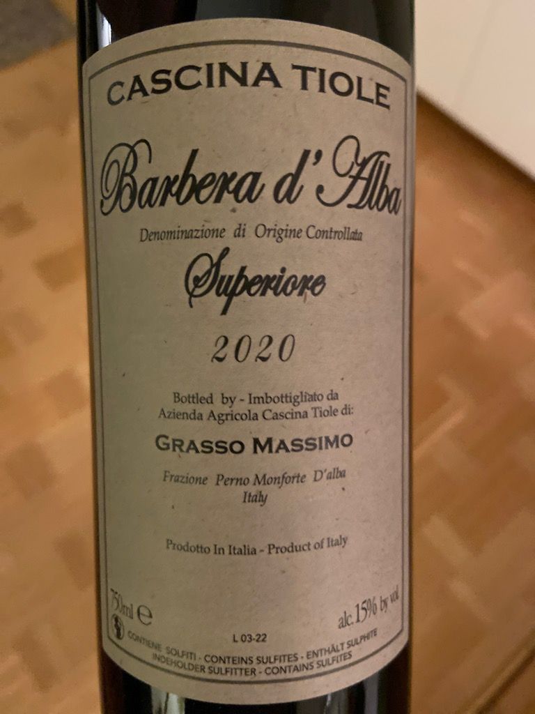 2020 Cascina Tiole Barbera d'Alba Superiore, Italy, Piedmont, Alba, Barbera d'Alba - CellarTracker