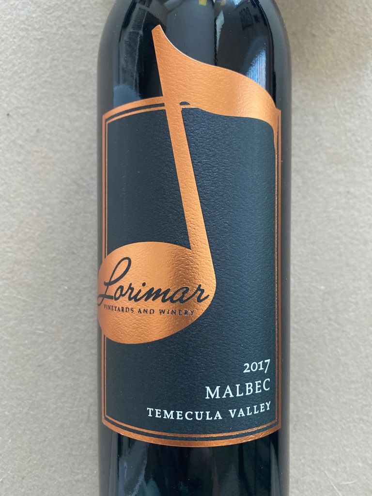 2017 Lorimar Malbec, USA, California, South Coast, Temecula Valley ...