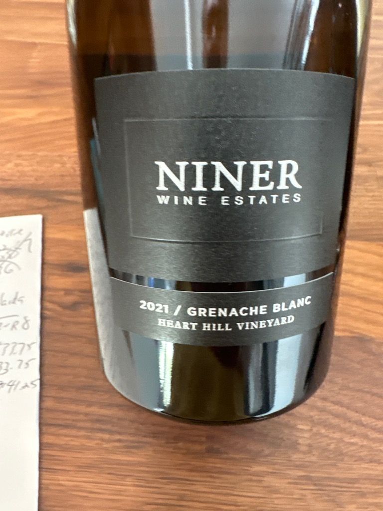 2021 Niner Wine Estates Grenache Blanc Reserve Heart Hill Vineyard, USA ...