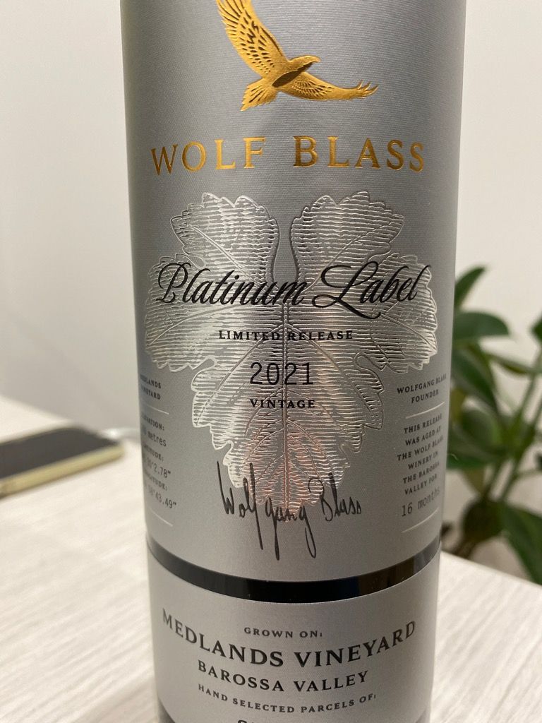 2021 Wolf Blass Shiraz Platinum Label Medlands Vineyard, Australia ...