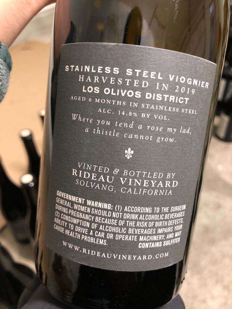 2023 Rideau Vineyard Viognier Stainless Steel Rideau Vineyard, USA ...