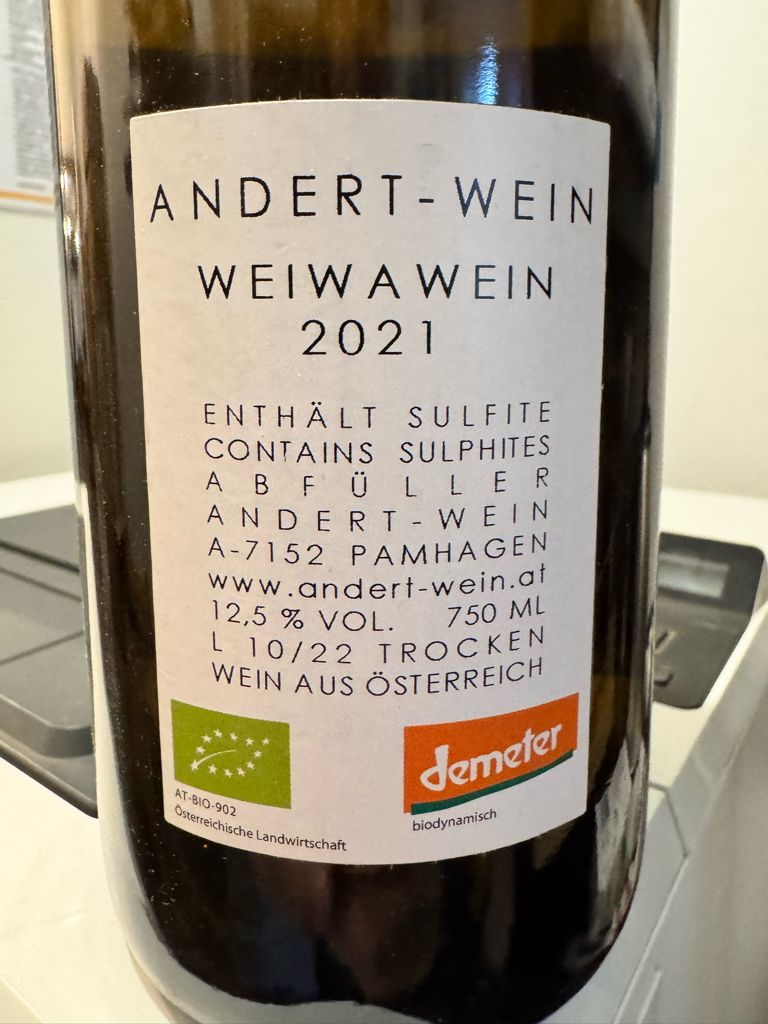 2021 Andert-Wein (Erich und Michael Andert) Chardonnay Weiwawein ...