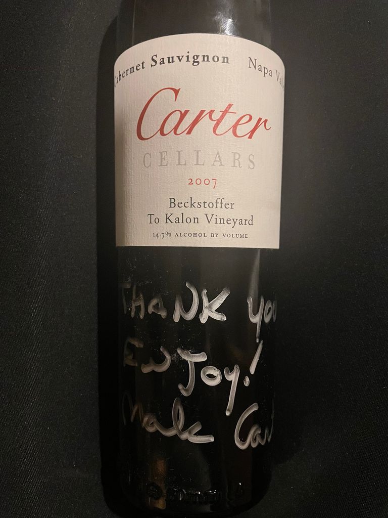 2007 Carter Cellars Cabernet Sauvignon Beckstoffer To Kalon Vineyard ...