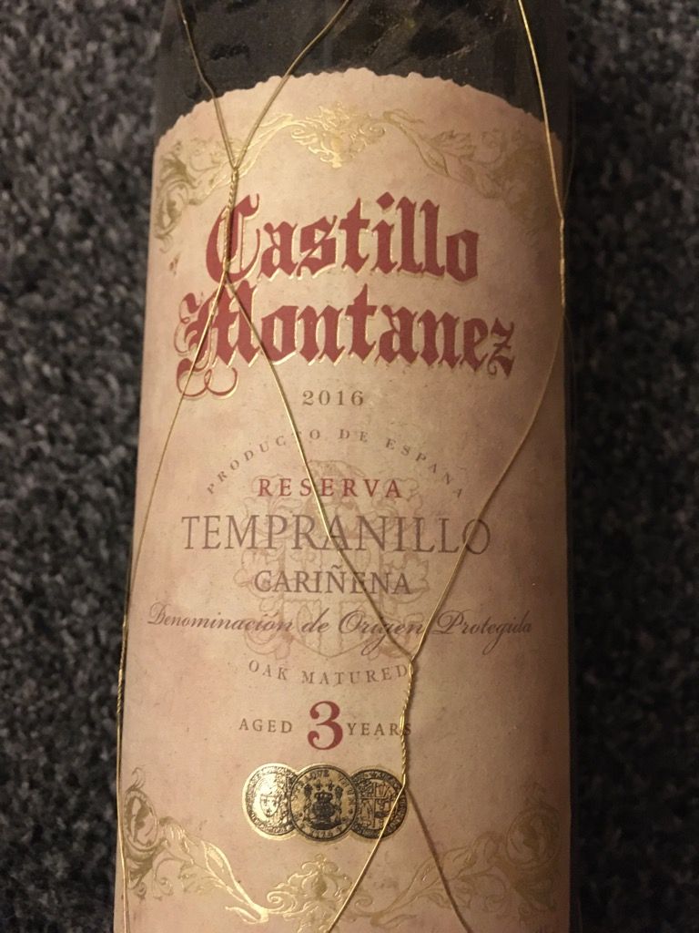 2017 Castillo Montanez Tempranillo Cariñena Reserva, Spain, Aragón ...