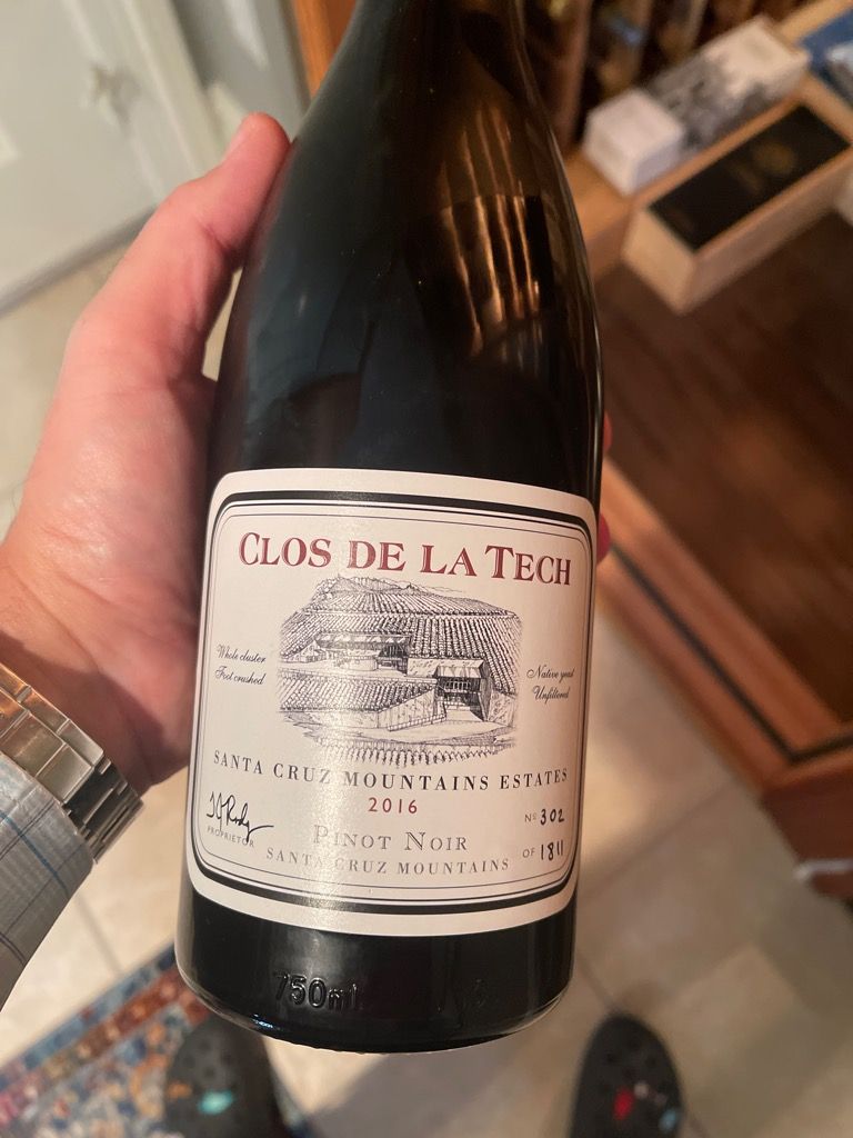 2016 Clos De La Tech Pinot Noir Santa Cruz Mountains Estates, USA ...