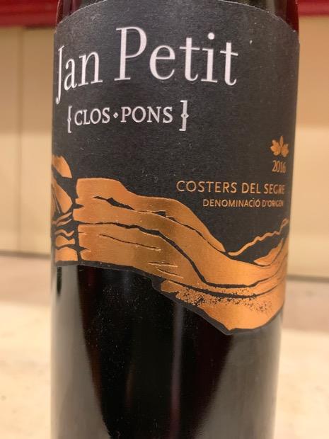 2016 Clos Pons Costers del Segre Clos Pons Jan Petit, Spain, Catalunya ...