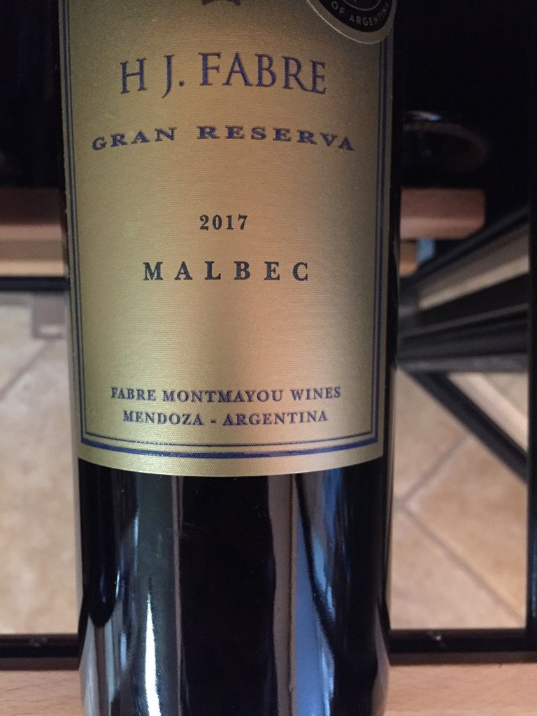 2017 Fabre Montmayou Malbec Gran Reserva, Argentina, Mendoza ...