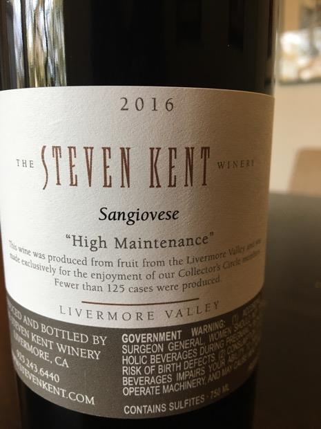 2016 Steven Kent Winery Sangiovese "High Maintenance" Home Ranch ...