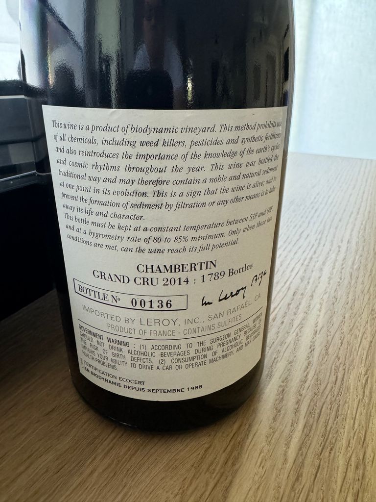 2015 Domaine Leroy Chambertin, France, Burgundy, Côte de Nuits ...
