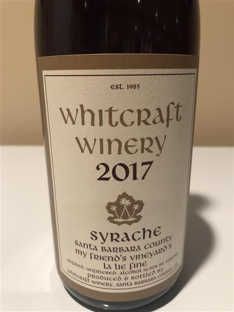 2017 Whitcraft Winery Syrache, USA, California, Central Coast, Santa ...