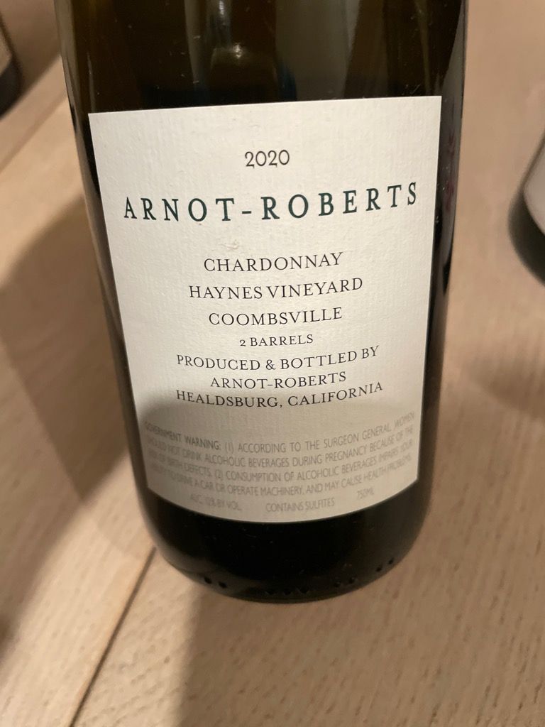 2020 Arnot-Roberts Chardonnay Haynes Vineyard, USA, California, Napa ...