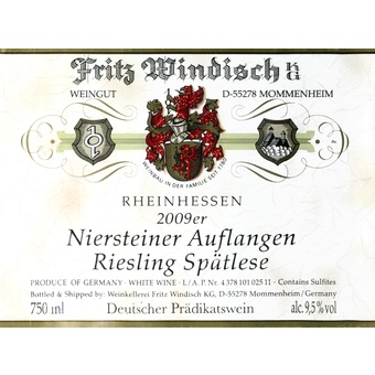 2003 Fritz Windisch Niersteiner Auflangen Riesling Spätlese, Germany ...