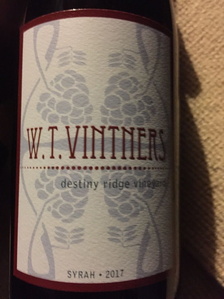 2017 W. T. Vintners Syrah Gorgeous Destiny Ridge Vineyard, USA ...