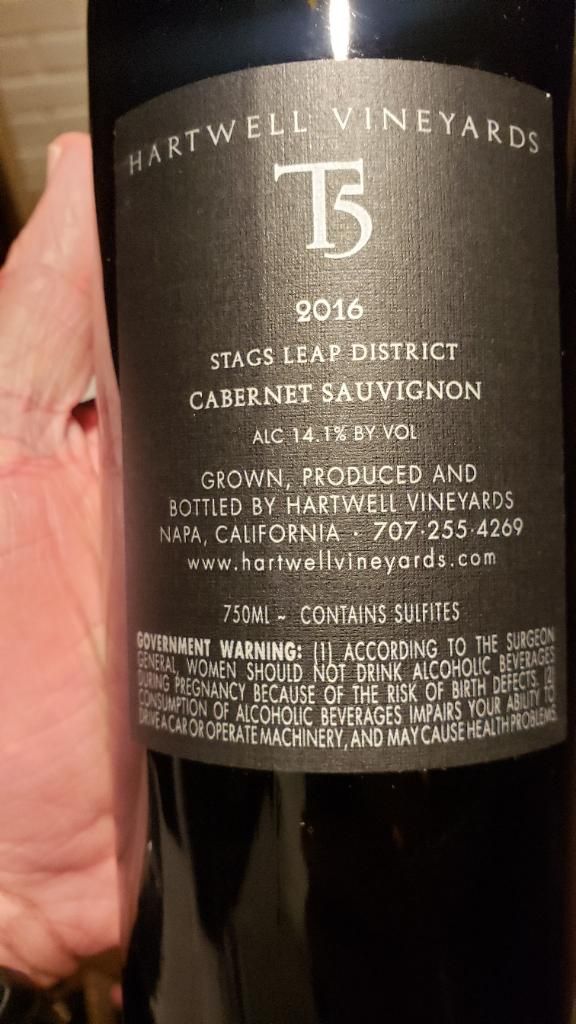 2016 Hartwell Vineyards t5, USA, California, Napa Valley, Stags Leap ...