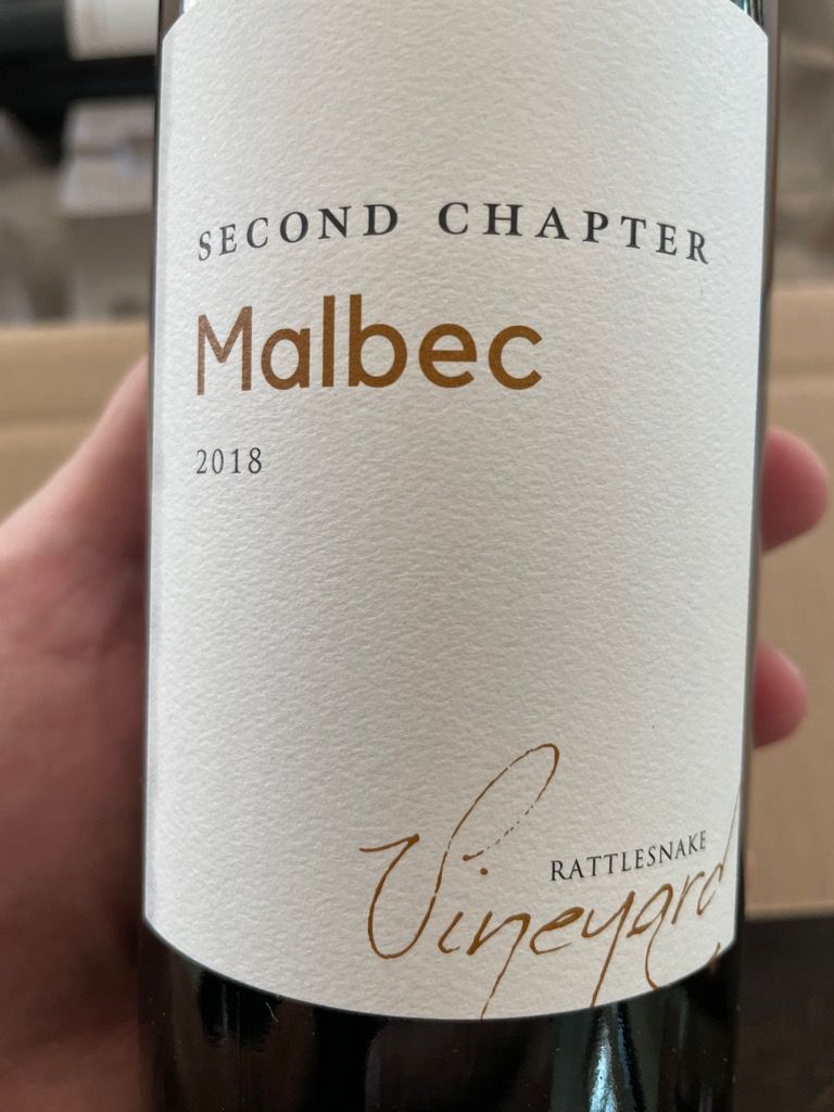 2018 Second Chapter Wine Company Malbec Rattlesnake Vineyard, Canada ...
