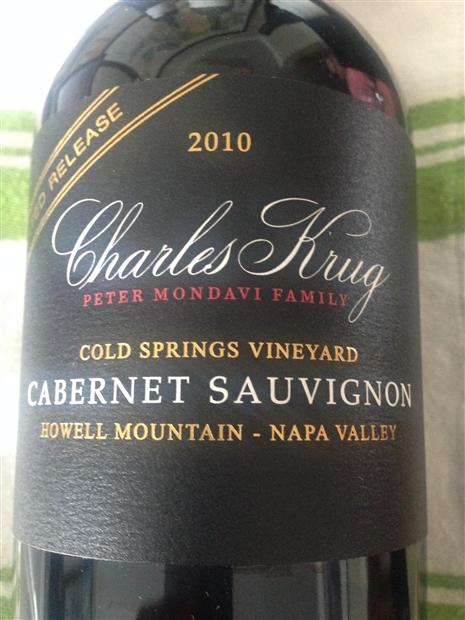 2009 Charles Krug Winery (Peter Mondavi Family) Cabernet Sauvignon ...