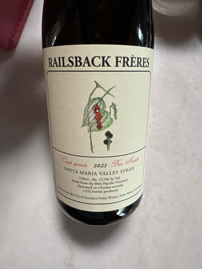 2021 Railsback Frères Syrah Cuvée Spéciale "Syrah- Sans Soufre" Bien ...