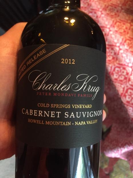 2012 Charles Krug Winery (Peter Mondavi Family) Cabernet Sauvignon ...