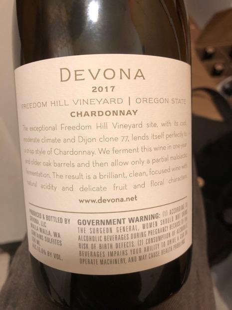 2017 Devona Chardonnay, USA, Washington - CellarTracker